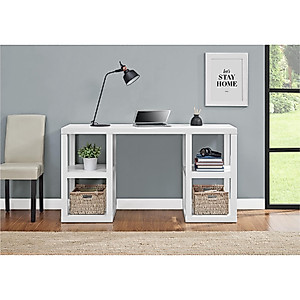 Ameriwood Home Parsons Double Pedestal Computer Desk, White