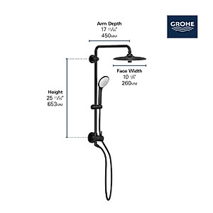 GROHE 27867001 Retro-Fit Euphoria 25 Inch Shower System, 2.5 GPM, Starlight Chrome