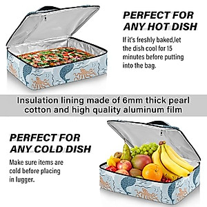 Kcldeci Insulated Thermal Food Carrier Insulated Casserole Carrier for Hot or Cold Food,Whale Squid Fish Turtle and Shark Insulated Tote Bag for Potluck Cookouts Parties Picnic,Lasagna Lugger