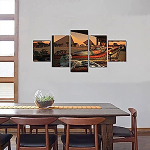 An Sexy Ancient Egyptian Lady and a Tame Cheetah Artwork Ancient Egypt Beauty and Pyramid Framed Ready to Hang-50 Wx24 H