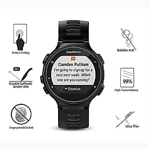 AKWOX (Pack of 4) Tempered Glass Screen Protector for Garmin Forerunner 735XT, [0.3mm 2.5D High Definition 9H] Premium Clear Screen Protective Film for Garmin Forerunner 735XT