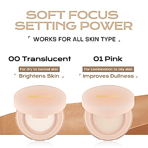 MISTINE Translucent Loose Setting Powder, Lightweight & Breathable Talc Free Translucent Powder, Brightens Skin,Blur Setting Powder, Semi-Matte Finish, Translucent White, 0.28 Oz