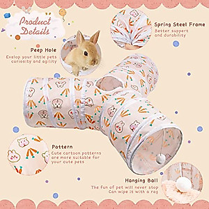 YUEPET Bunny Tunnels 3 Way Play Tubes Collapsible Rabbits Toys Small Animal Hideout for Rabbits Bunny Guinea Pigs Chinchilla Sugar Glider
