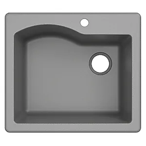 KRAUS KGD-441 Quarza 25-inch Dual Mount Single Bowl Granite Kitchen Sink in Grey