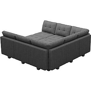 Belffin Modular Sectional Sleeper Sofa Couch with Storage Seat Reversible Modular Sofa Couch Oversized Sleeper Sectional Sofa Bed Set Dark Grey