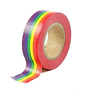 10 Rolls Masking Tape Rainbow Washi Tape DIY Decorative Tapes 0.6 Inches x 11 Yards, Horizontal Pattern