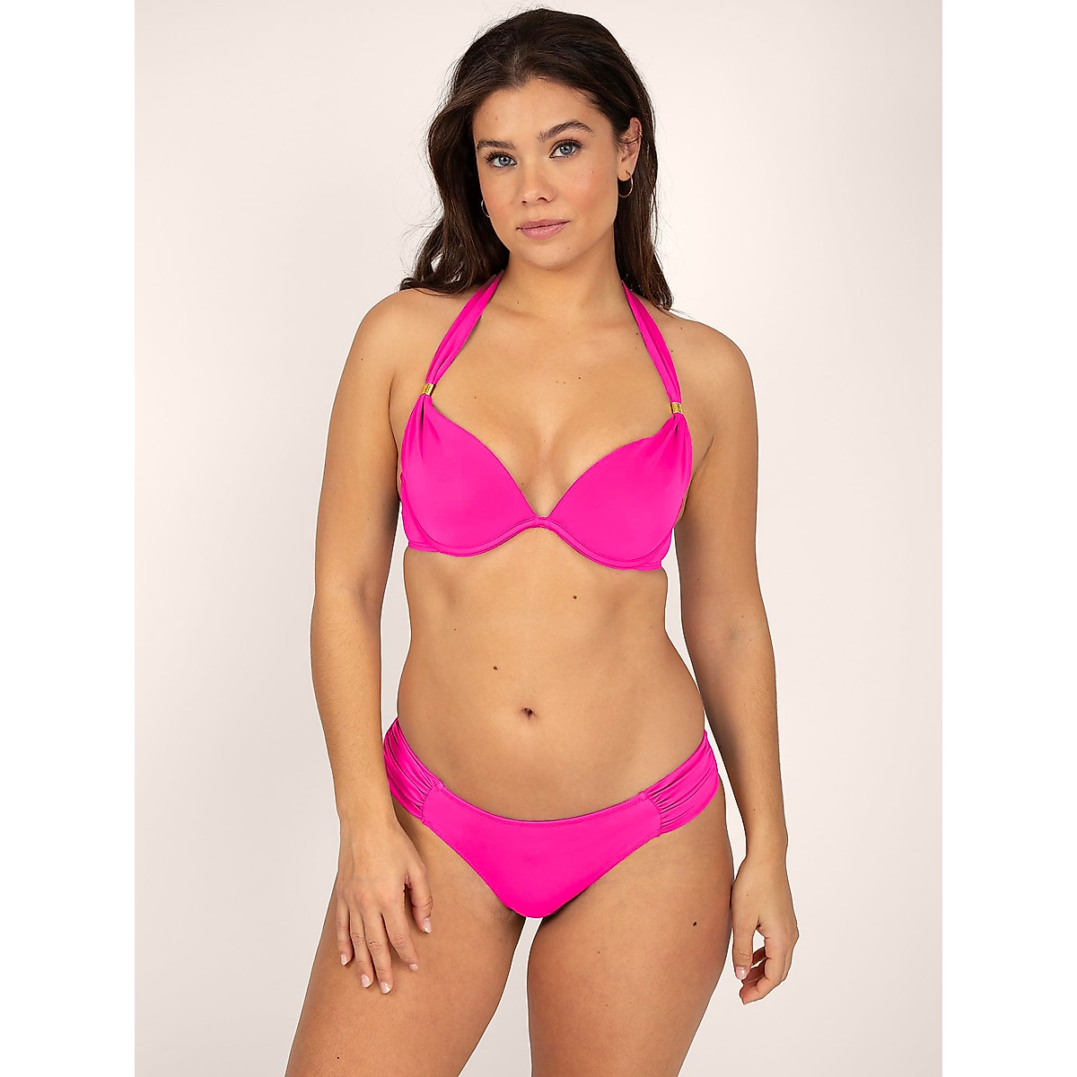 Smart & Sexy Women's Standard Swim Secret Mega Push-up Halter Bikini Top, Fuchia Sizzle, 36C