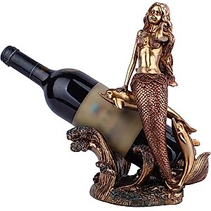Kelendle Resin Single Wine Holder Women Wine Bottle Holders Countertop Wine Rack Creative Wine Display Rack Modern Tabletop Wine Racks Home Decor Ornaments Crafts for Living Room(Mermaid)