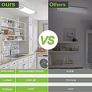 hykolity 2FT 3 CCT LED Flush Mount Puff Lights 30W, 3000lm, 3000K/4000K/5000K Selectable, 2 Foot Kitchen Ceiling Lights for Kitchen, Utility Room, Laundry, Fluorescent Replacement, 120-277V, ETL