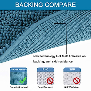 H.VERSAILTEX Bathroom Rugs Bath Mat Runner Rug Non Slip Kitchen Rug Extra Long Bath Rug Runners Oversized 59" x 20" Absorbent Washable Dry Fast Plush Area Rug for Bathroom/Bedroom - Turquoise Blue