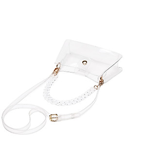 LAM GALLERY Women's PVC Clear Purse See Through Designs Chain Handbag for Working Sports Stadium Approved Clear Bag- Resin Chain
