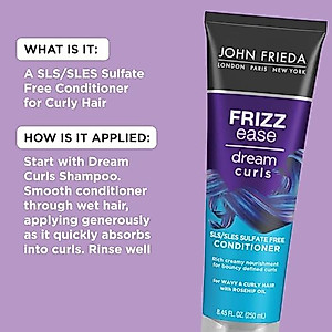 John Frieda Anti Frizz, Frizz Ease Dream Curls Curly Hair Conditioner, SLS/SLES Sulfate-Free, for Natural Curly Hair, 8.45 Fl Oz, 2 Pack