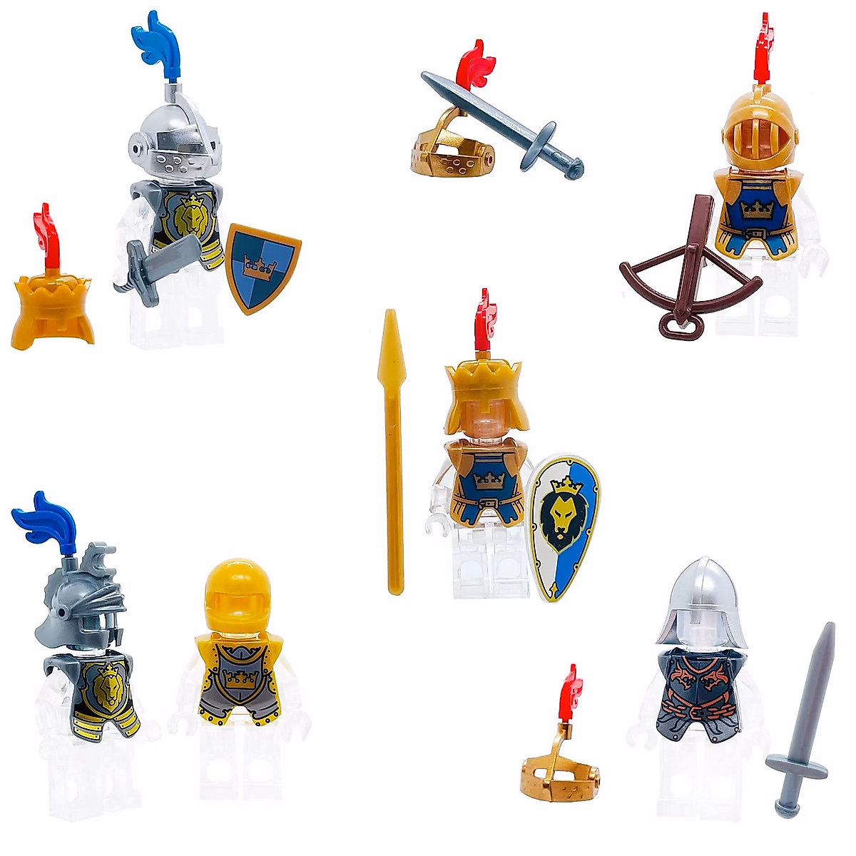 MIUTRUE Medieval Knight Weapons Pack Accessories Set Building Block Toy Armor Helmet Shield Bow Arrow Designed for Mini Figures Gift for Kids Boys Grils Building Kits Toys