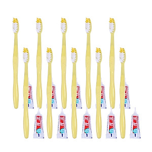 Beaupretty 10pcs Disposable Toothbrushes Toothpaste Individually Wrapped Travel Toothbrush Kit Soft Bristles Mixed Colors Hotel Guest Camping Adults Kids