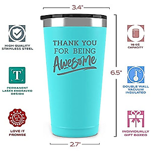 Thank You Gifts for Women - Thank You For Being Awesome 16 oz Mint Tumbler - Inspirational Appreciation Gifts for Female Coworker Employee Friend Teacher Hostess - Encouragement Gifts Ideas for Her