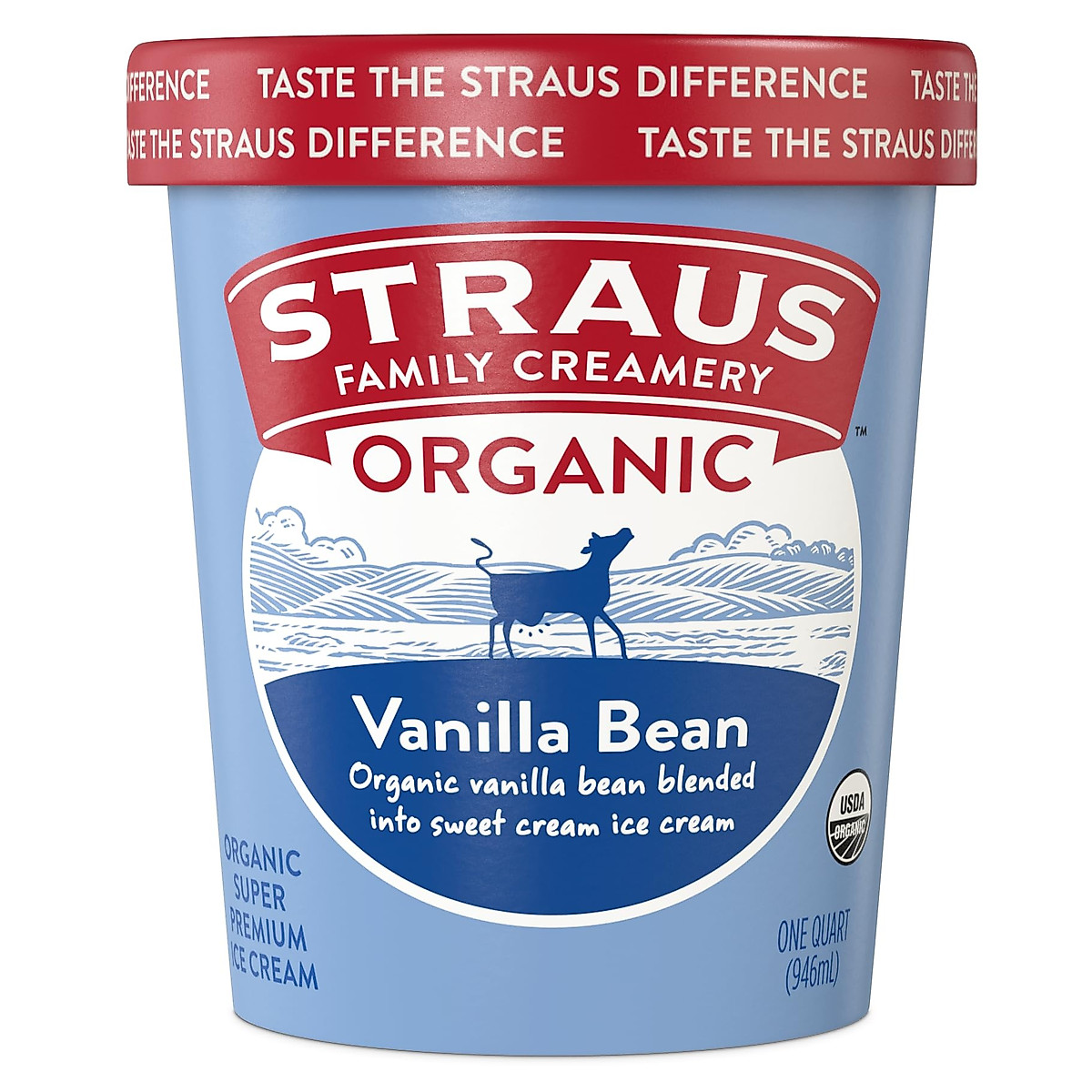 Straus Family Creamery Organic Vanilla Bean Ice Cream, 32oz