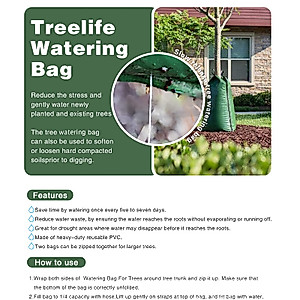 DAENO Gator Tree Water Bag 20 Gallon 2 Pack Tree Ring Slow Release Tree Watering Bag Adjustable for Plants Established Trees with Drip Tube and Zipper Made of Durable PVC Material