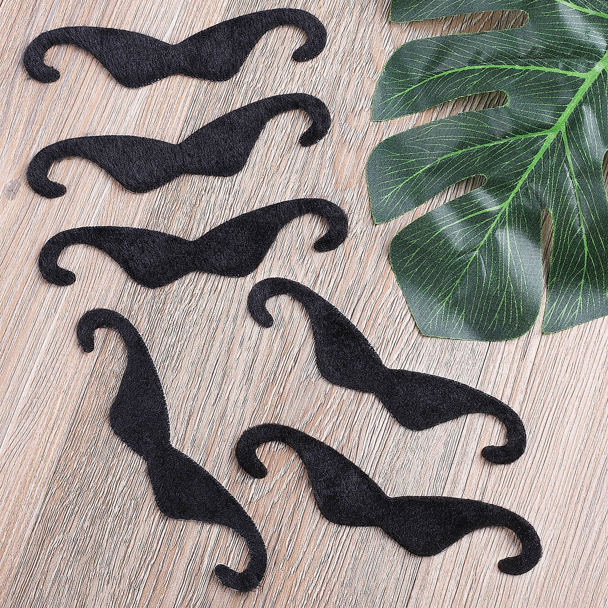 Whaline 5 Inch Large Self Adhesive Fake Mustaches Novelty Black Mustache for Masquerade Costume Party (6 Pieces)