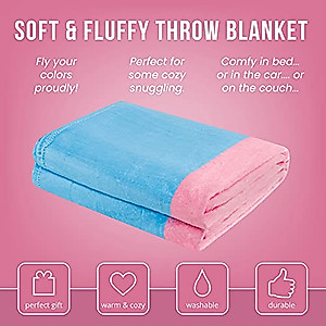 Transgender Pride Throw Blanket, Trans Pride Flag Blanket, Super-Soft Extra-Large Transgender Flag Blanket (50 in x 60 in) Warm and Cozy Throw for Bed, Couch or Sofa, Transgender Gifts, LGBTQIA+ Ally