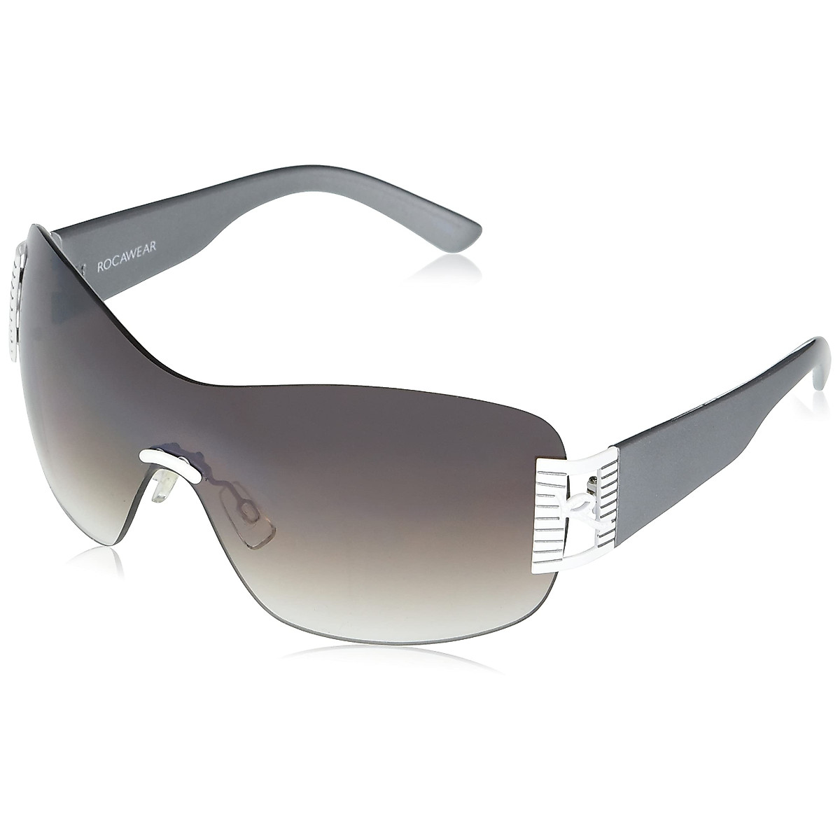 Rocawear womens R387 Frameless UV Protective Vented Shield Sunglasses Gifts for Women with Flair 130 mm, White, mm US