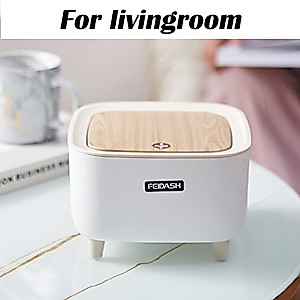 URALFA Mini Countertop Trash can，Mini Desktop Wastebasket with Lid，Tiny Garbage Can for Office,Bathroom Vanity, Desktop, Tabletop or Coffee Table,0.5 Gallon White Square Wastebasket