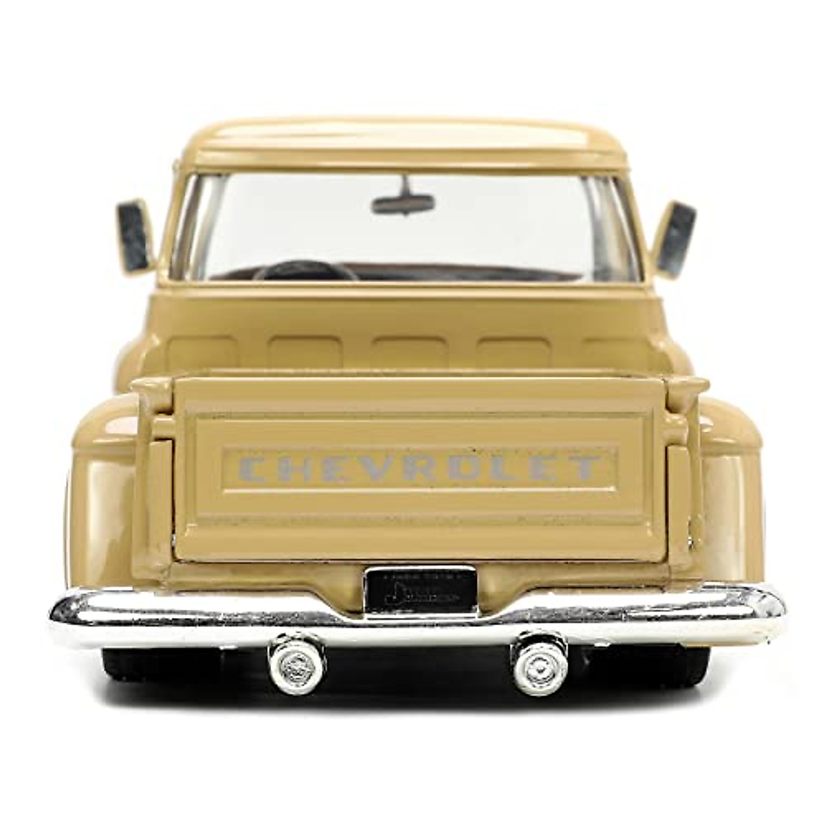 Jada Toys Just Trucks 1:24 1955 Chevy Stepside Pickup Die-cast Car Tan with Tire Rack, Toys for Kids and Adults (26144)