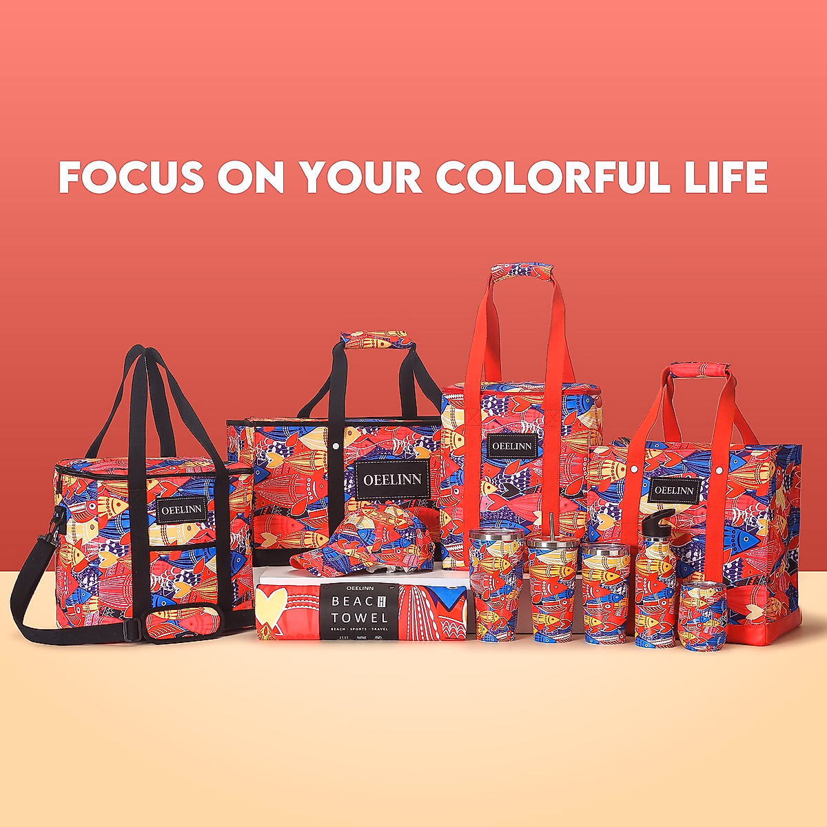 OEELINN -Soft Insulated Cooler Tote, Lunch Bag, Portable Collapsible, Waterproof, Lightweight, with Reinforced Handle for Picnic, Camping, Grocery Shopping, Travel