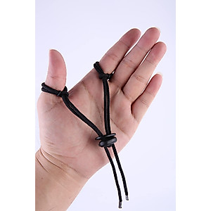 BICASTER Archery Finger Sling Adjustable Handmade for Recurve Bow (Black) -1pc