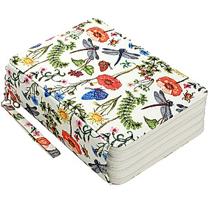 CONTAIL 200 Slots Colored Pencil Case with Zipper Closure,Twill Oxford Fabric Marker Case Organizer with Handle Strap