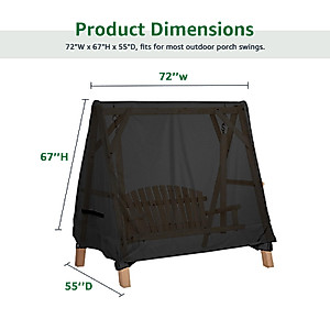 Outdoor Swing Cover A Frame 420D Waterproof Porch Swing Cover UV Resistant Weather Protector Patio Furniture Cover for Outdoor Furniture 72x67x55 Inch (Black)