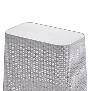 Elsjoy Set of 3 Plastic Trash Can Slim Waste Basket, 3 Gallon Garbage Can with Handles, Hollow-Out Rubbish Bin for Bathroom, Kitchen, Office, Dorm, Gray