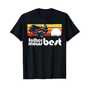 Father Mows Best Riding Lawn Mower Wheelie Funny Vintage T-Shirt