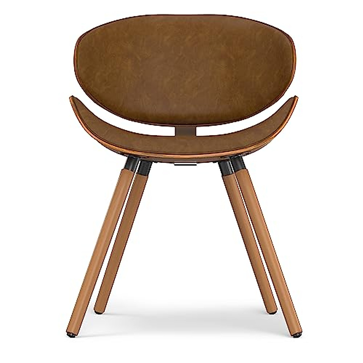 SIMPLIHOME Marana 18 Inch Wide Mid Century Modern Dining Chair in Deep Tan Vegan Faux Leather, For the Dining Room
