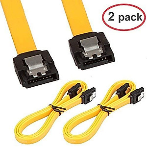LINESO 2Pack 32in Long SATA Cable 6gb Straight with Locking Latch(Yellow)