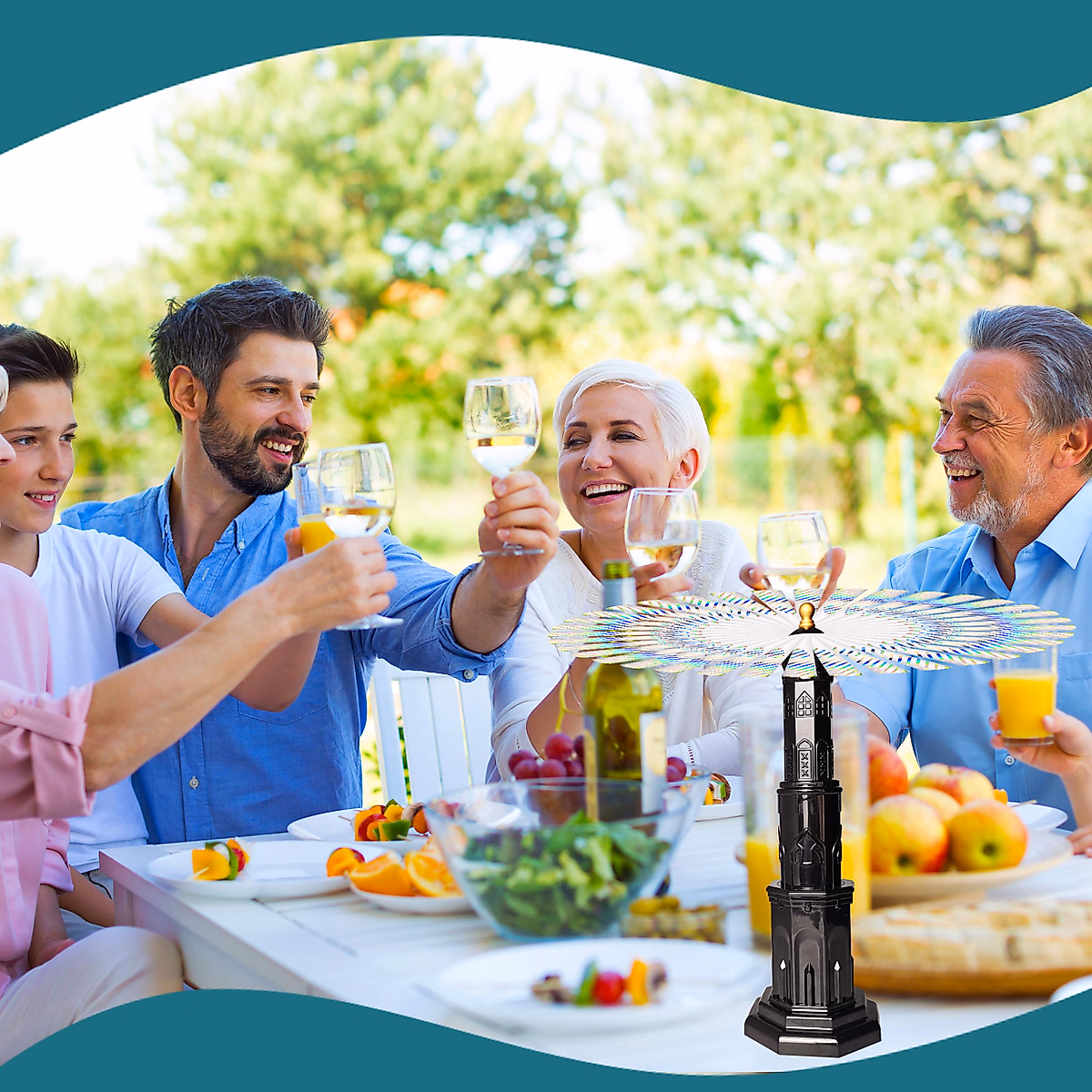 4pcs Fly Fans for Tables, Fly Repellent swatter to Keep Flies Away, Portable Fly Deterrent Spinner for Picnic, Restaurant, Party, Home, BBQ (Black)