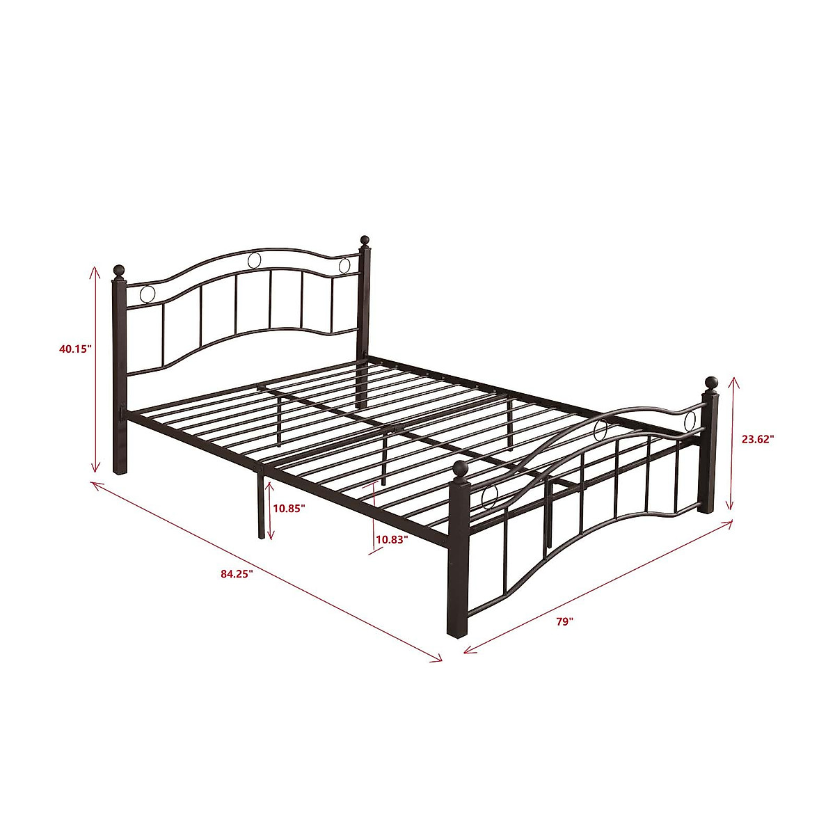 FTOPBTB King Size Metal Platform Bed Frame with Victorian Rustic Style Headboard and Footboard, Ample Under-Bed Storage, Heavy Duty Steel Slat Support, No Box Spring Needed (Black, King)