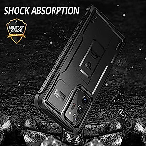Dexnor for Samsung Galaxy Note 20 Ultra 5G Case, [Built in Screen Protector and Kickstand] Heavy Duty Military Grade Protection Shockproof Protective Cover for Samsung Galaxy Note 20 Ultra Black