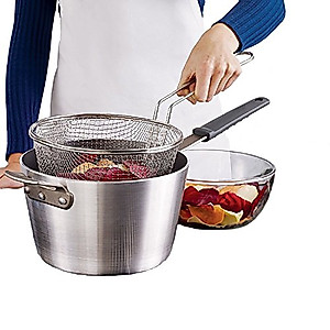 9" Medium Stainless Steel Deep Fry Basket Round Wire Mesh French Chip Frying Serving Food Presentation Tableware With Detachable Handle Fit For Up To 5/6L Pot