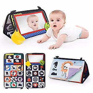 Coolplay Baby Mirror Toys with Soft Cloth Book Infant Toys High Contrast Book Newborn Babies Gifts Baby Book
