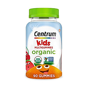 Centrum Kids' Organic Multigummies, Kids Multivitamin Gummies, Organic Multivitamin for Kids with Essential Nutrients for Immune Support, Muscle Function, and Brain Health - 90 Count
