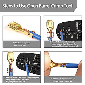 Qibaok Open Barrel Terminal Crimper Plier Tool for Molex Style DELPHI AMP TYCO Crimping Terminals 24-14 AWG