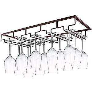 Wine Glass Shelf, Upside-down Home Goblet Iron Art Shelf, Wine Glass Hanging Storage Rack(Brown, 5 Rows 1 Pack)