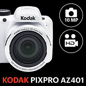 Kodak AZ401-WH PIXPRO 16MP Digital Camera, 3", White