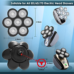 Shaver Blade Heads, LIGHWODE 7D Universal Head Shaver Replacement Blades Electric Razor Replacement Head Waterproof Wet & Dry Easy Install for Head and Face Compatible with Most Shavers