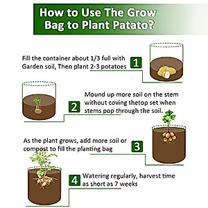 JJGoo Potato Grow Bags, 4 Pack 10 Gallon with Flap and Handles Planter Pots for Onion, Fruits, Tomato, Carrot - Green