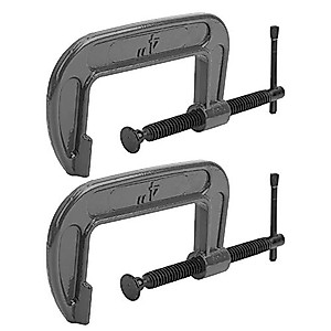 2Pcs Malleable Steel C Clamp, 4 Inch G Clamp with Wide Jaw Openings and T Bar Handle, Wood Working Tool, Welding Clamp, for Woodworking, Welding, Home Improvement and Building