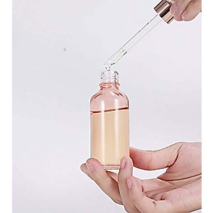 6 Pack Essential Oil Dropper Bottle Pink Glass Dropper Bottle Cosmetic Liquid Aromatherapy Bottle Perfume Sample Vial Travel DIY Dropper Pipette Bottles (50ml/1.7oz)