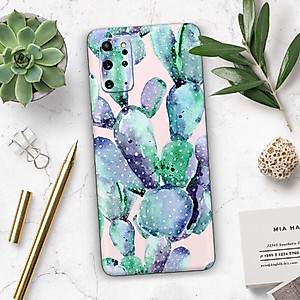 DesignSkinz Watercolor Cactus Succulent Bloom V8 Protective Vinyl Decal Wrap Skin Cover Compatible with The Samsung Galaxy S20 (Screen Trim & Back Glass Skin)