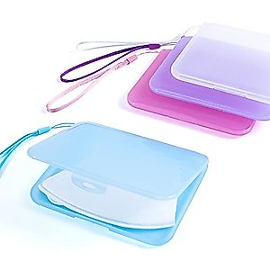 Katfort Holder Case for Mask 4 Pack, Portable Face Mask Case Storage Box Organizer Container Keeper Folder with Lanyard, 5.12x4.13x0.51 inch Small Plastic Storage Case for Mask Jewelry Cards Photo, 4 Colors