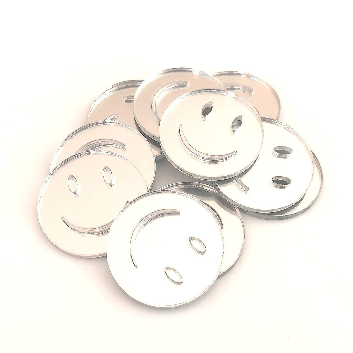 Super Cool Creations Smiley Face Shaped Crafting Mirrors, Set of 10, Many Colours, Shatterproof Acrylic, Mocha Brown, Pack of 10 x 8cm